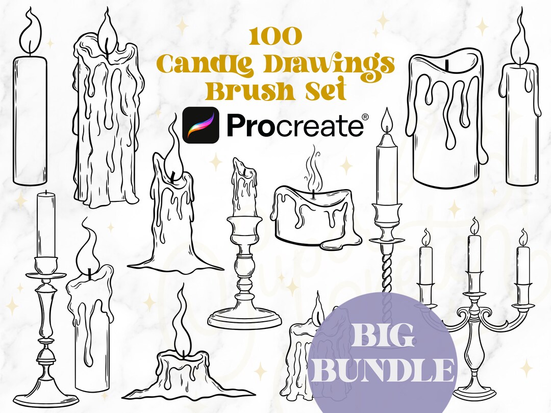100 Candle Procreate Brushes | Candlestick Doodles | Victorian ...