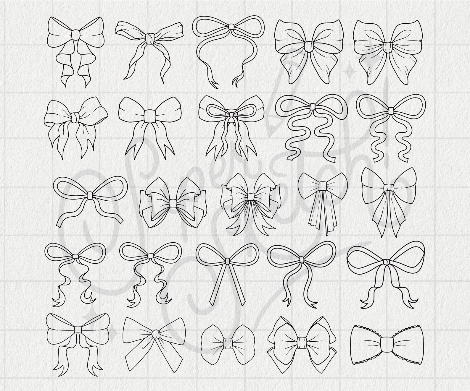 125 Bows and Ribbons PNG Files | Dainty Ribbon Tattoos | Cute ...
