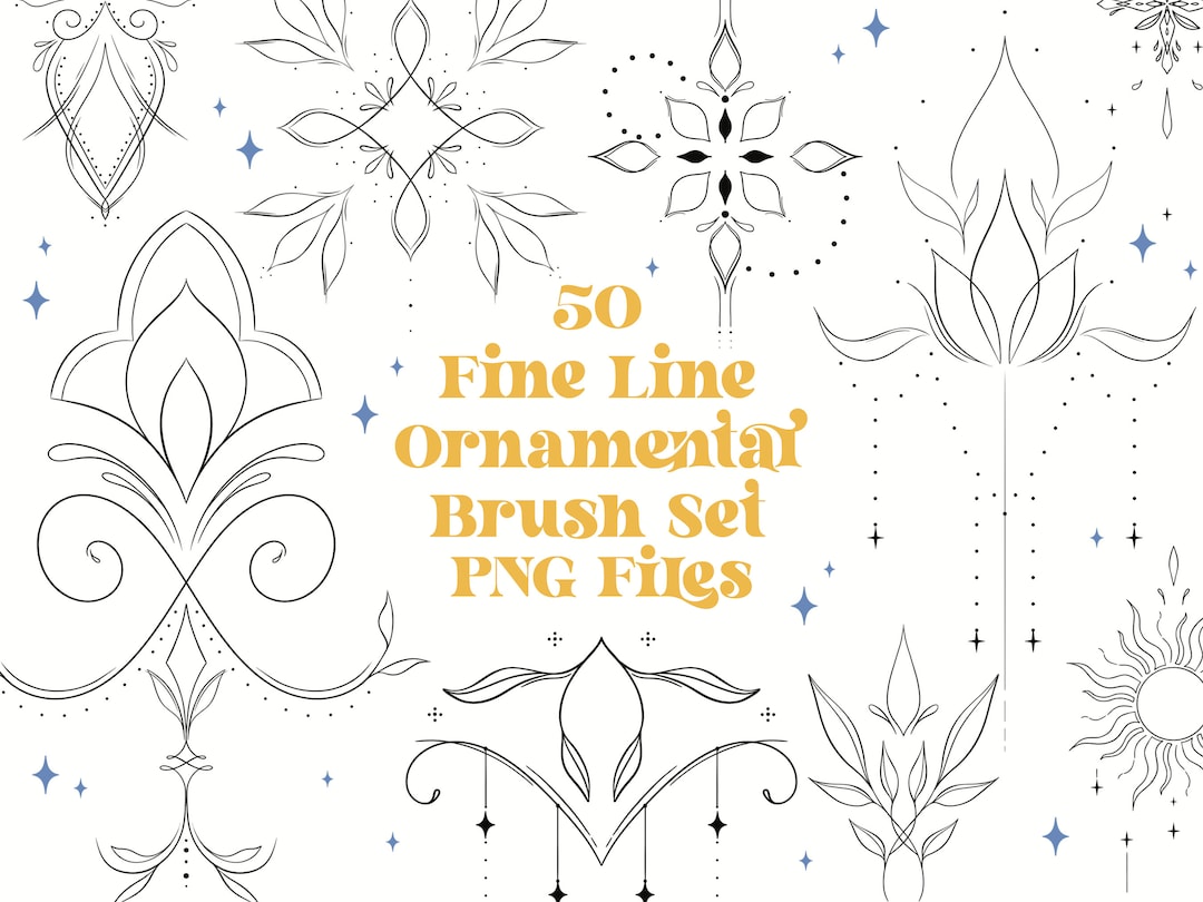 50 Fine Line Ornamental PNG Files - Adornment Tattoo | Decorative ...
