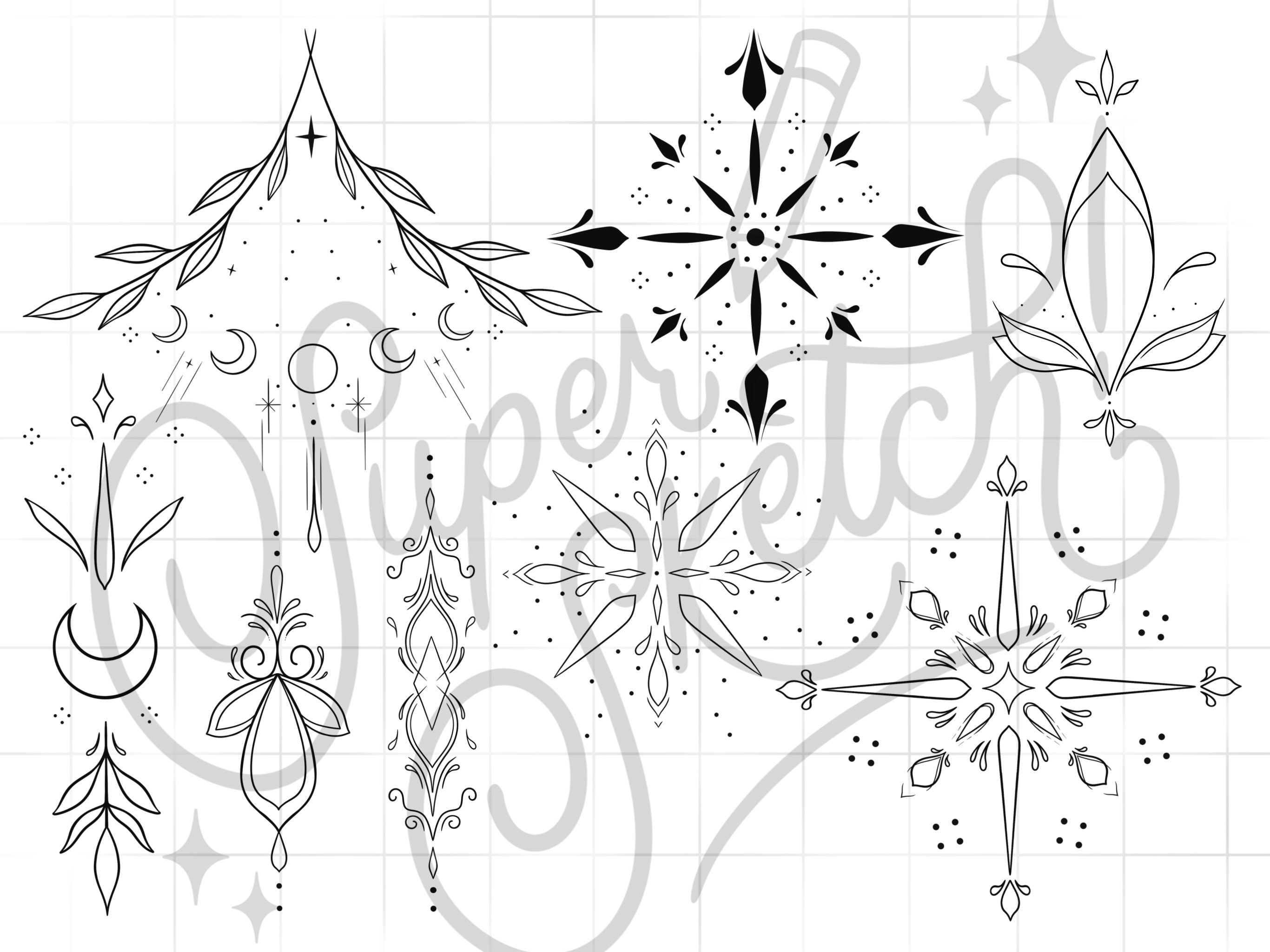 50 Decorative Tattoo Design Procreate Brush Stamps Ornamental Tattoos ...