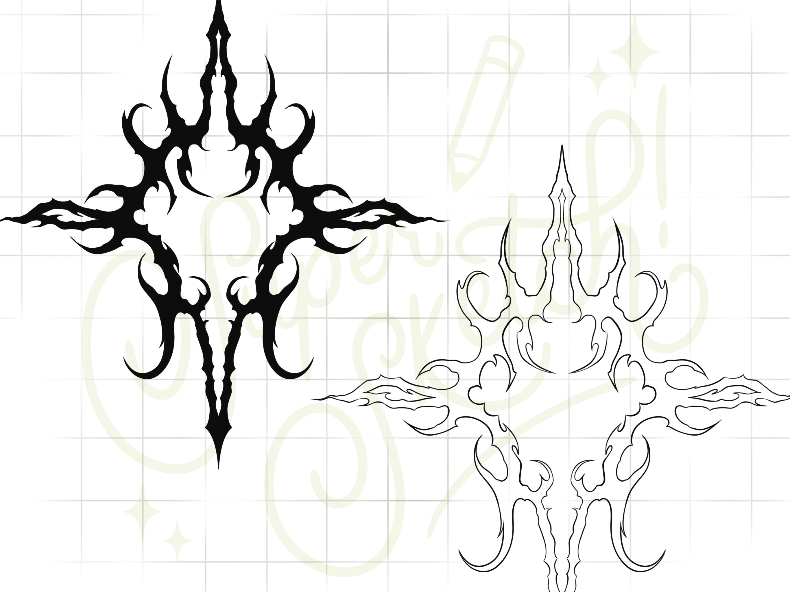 55 Cybersigilism / Neo Tribal PNG FILES Tattoo Designs Cyber Sigilism ...