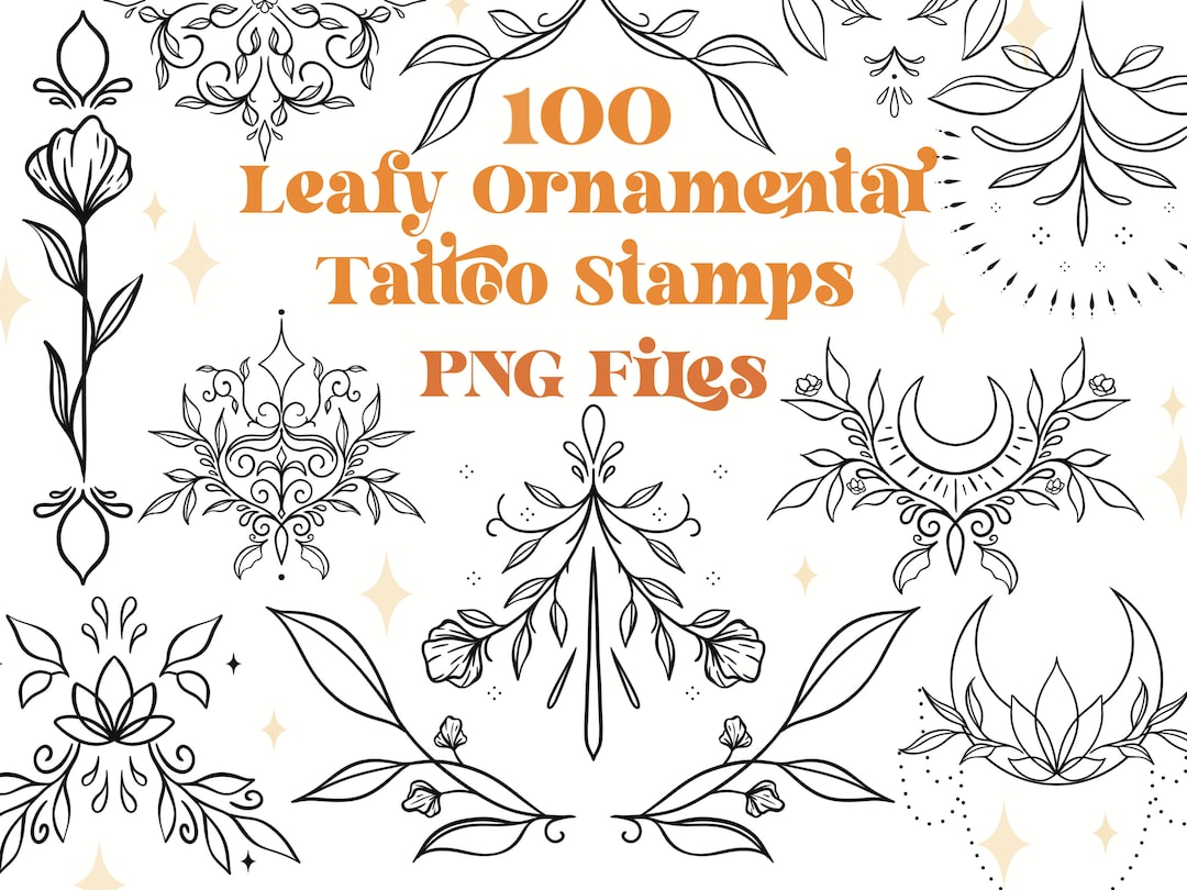 100 Leaf Ornamental Tattoo PNG Files | Ornamental Clipart | Ornamental ...