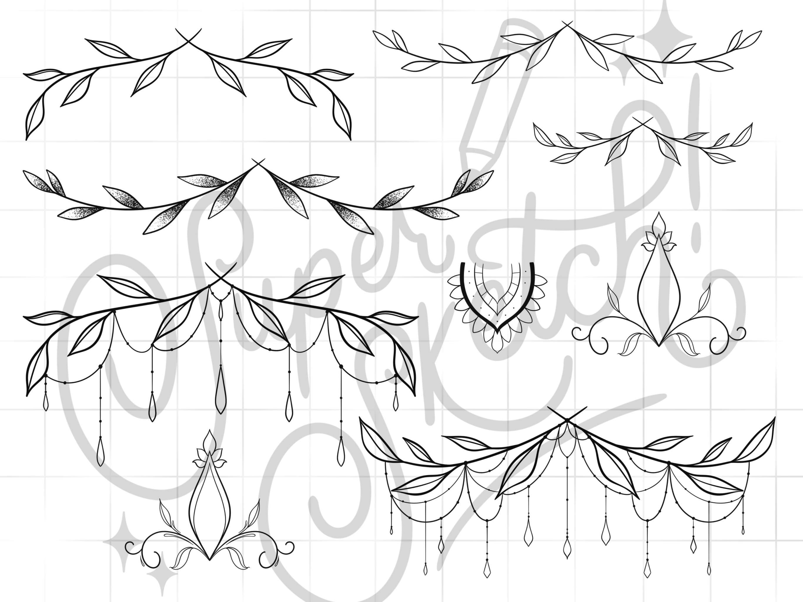 50 Decorative Tattoo Design Procreate Brush Stamps Ornamental Tattoos ...