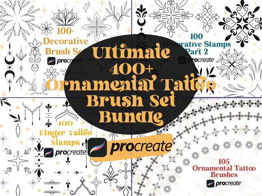 400+ Ultimate Tattoo Procreate Bundle Pack - Ornamental Tattoo Procreate Designs | Finger ...