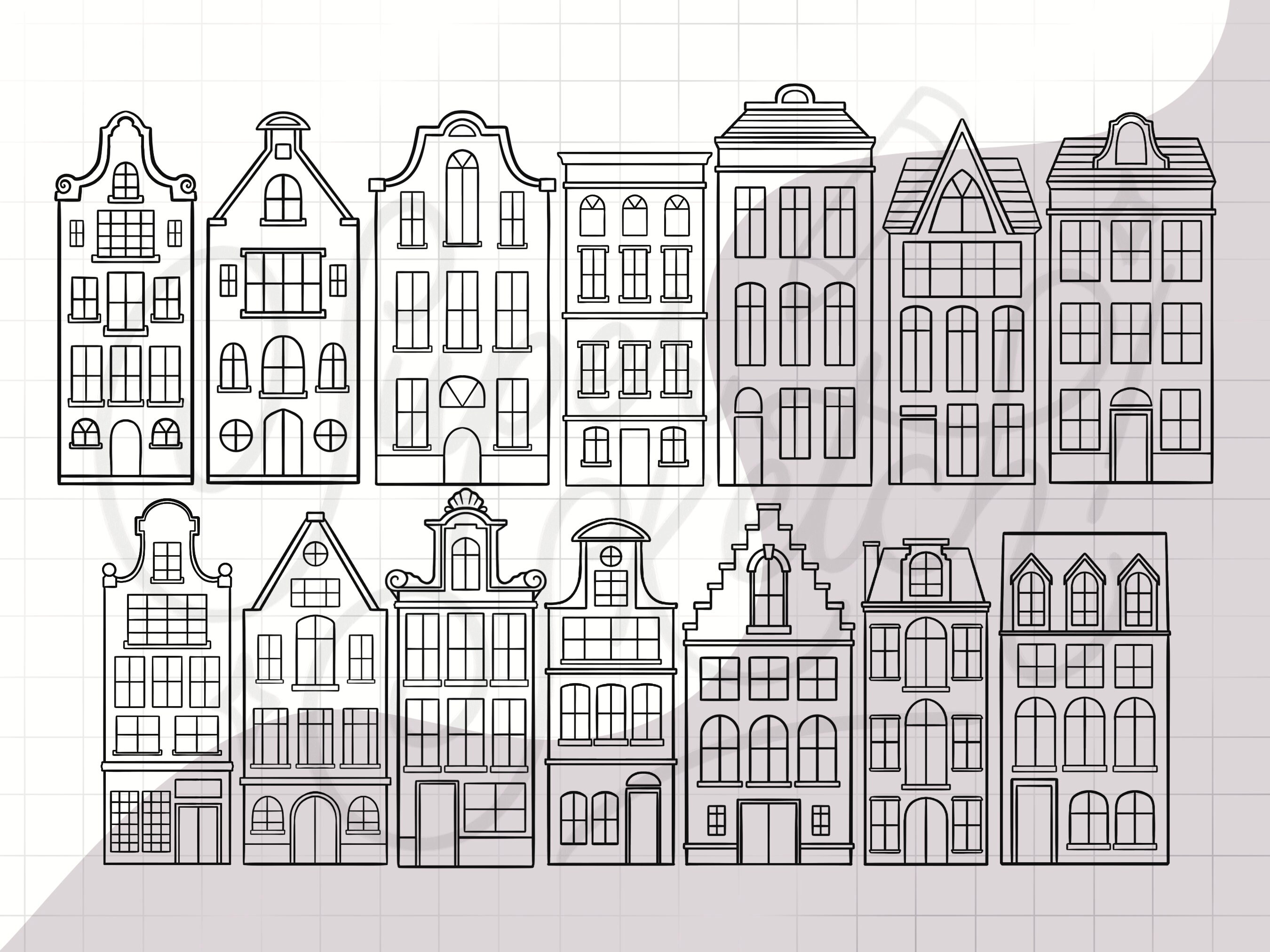 47 House Procreate Stamp Brush Set Amsterdam Procreate House ...