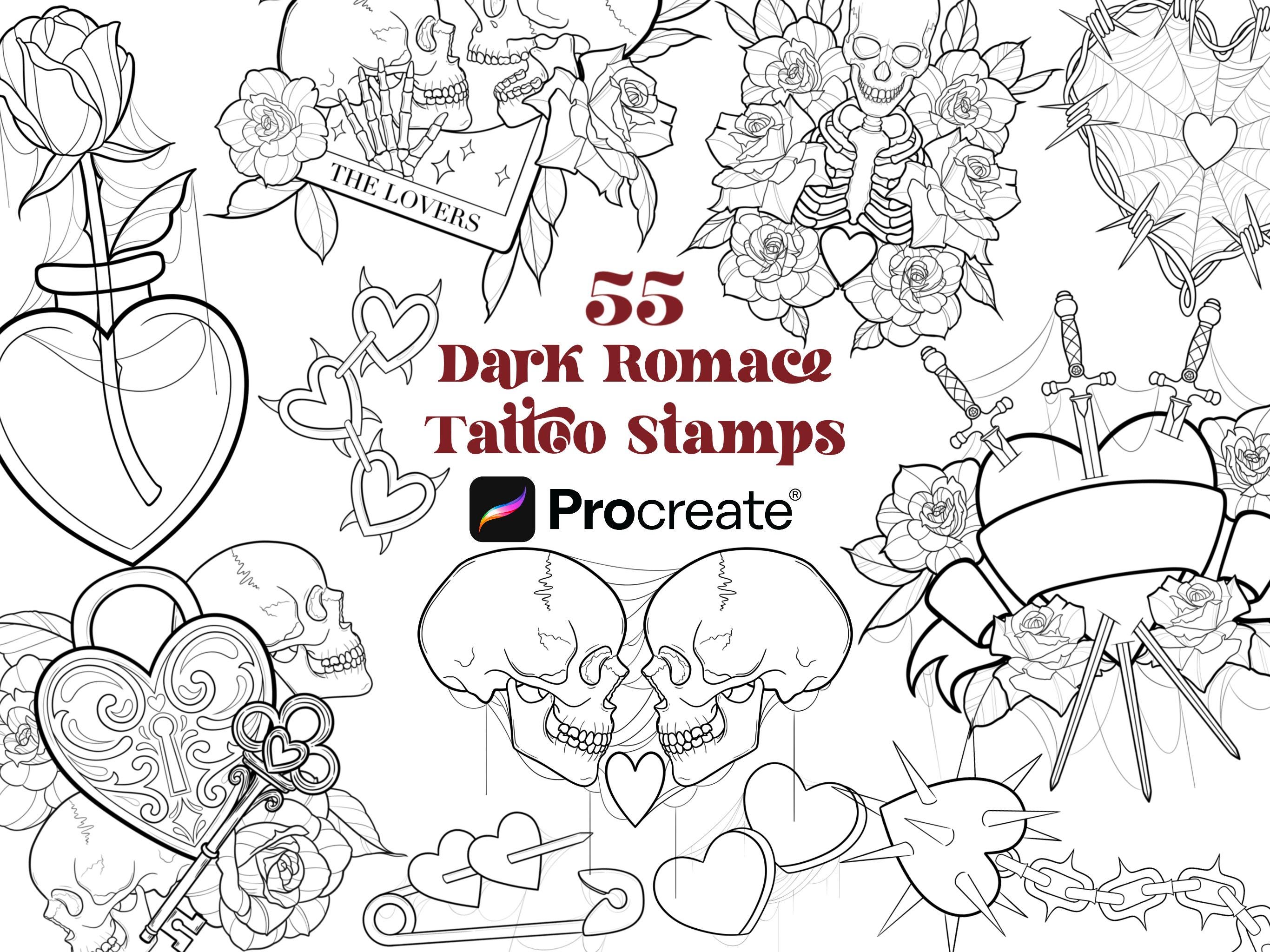 55 Dark Romance Procreate Brushes | Valentines Procreate Stamps | Dark ...