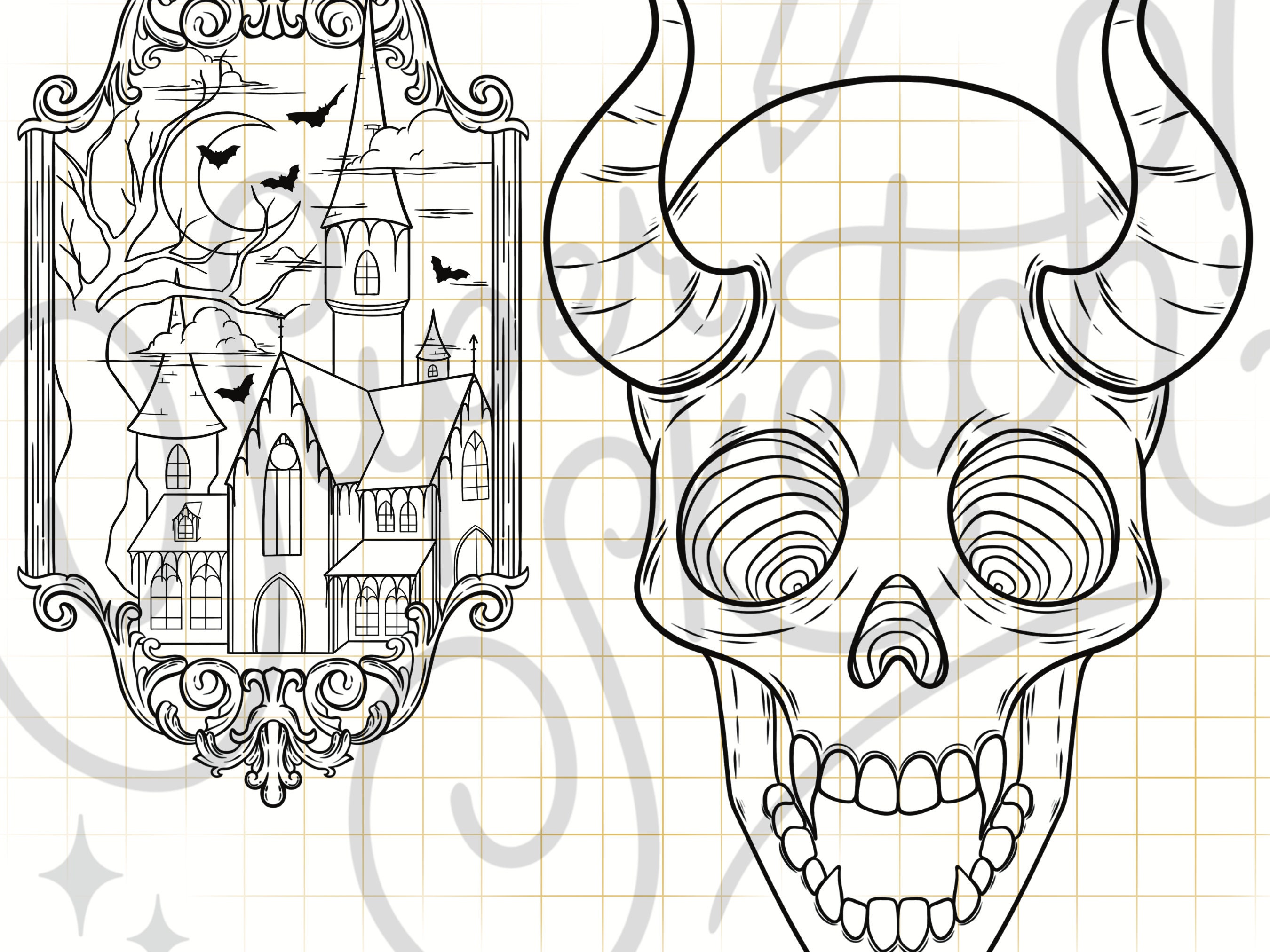 39 Spooky Gothic Tattoo PNG Files | Halloween Doodles | Skull Tattoo ...