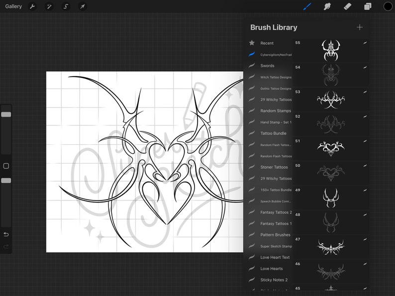 55 Cybersigilism / Neo Tribal Procreate Brushes Tattoo Designs Cyber ...