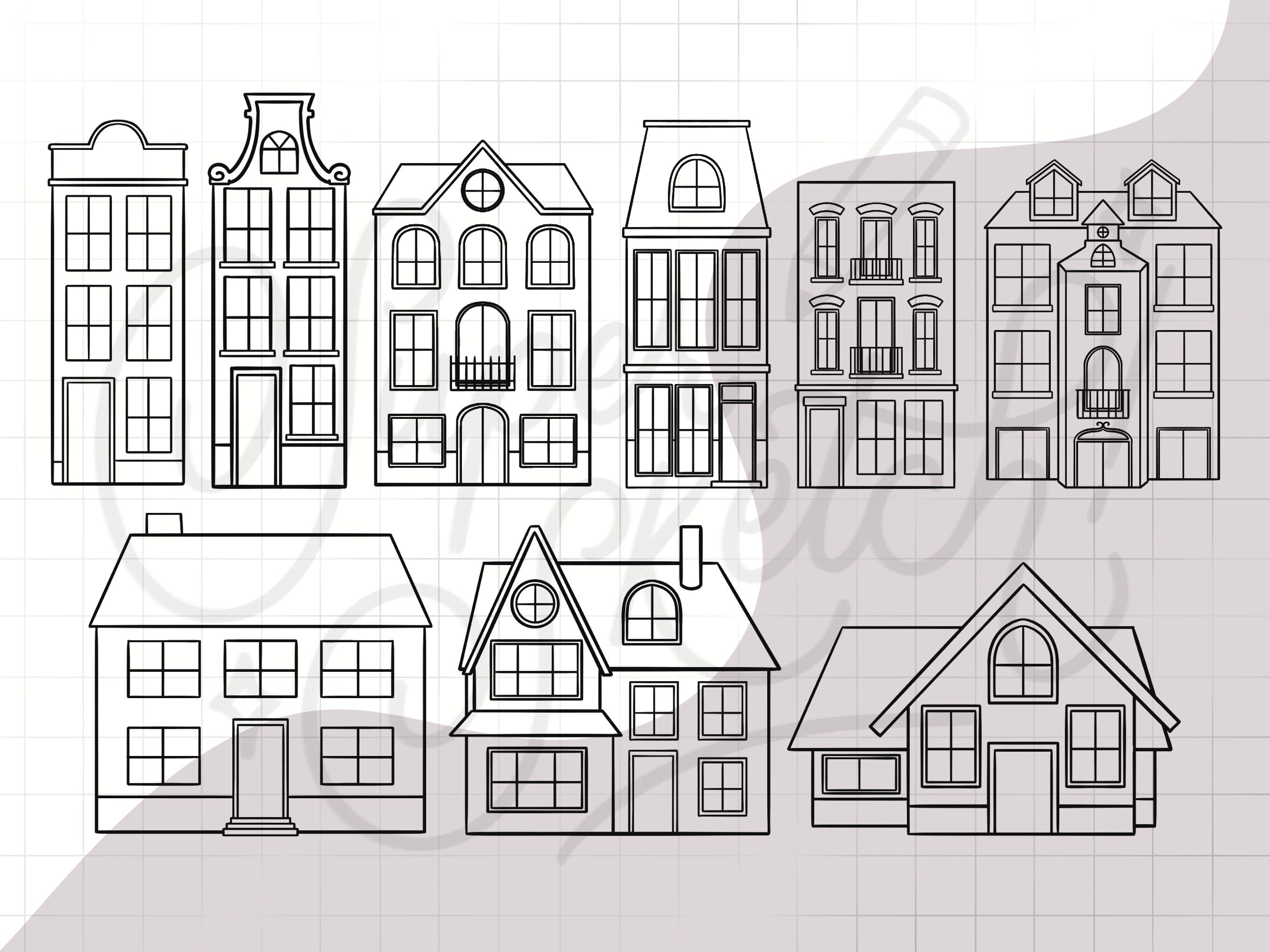 47 House Procreate Stamp Brush Set Amsterdam Procreate House ...