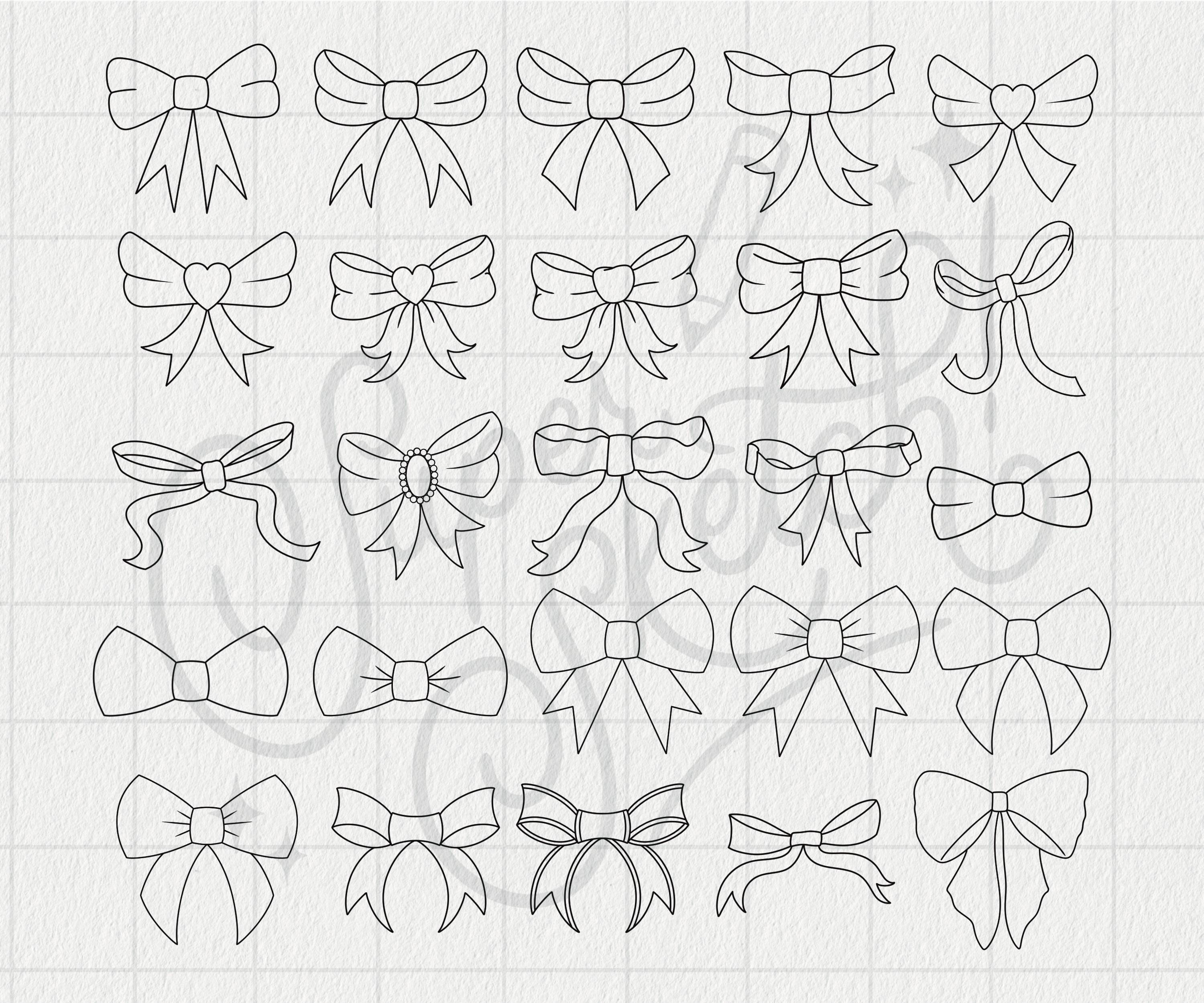 125 Bows and Ribbons PNG Files | Dainty Ribbon Tattoos | Cute ...