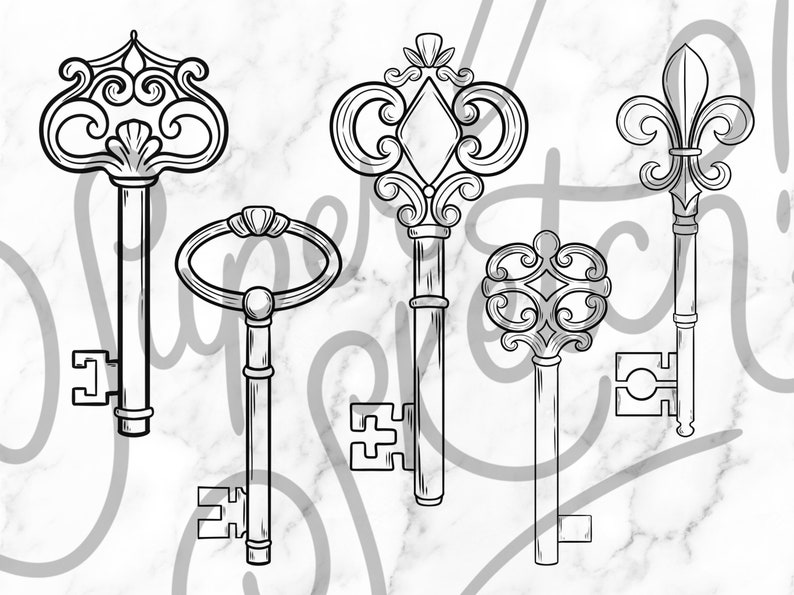 20 Antique Keys Tattoo PNG Files | Antique Keys Tattoo Designs | Key ...