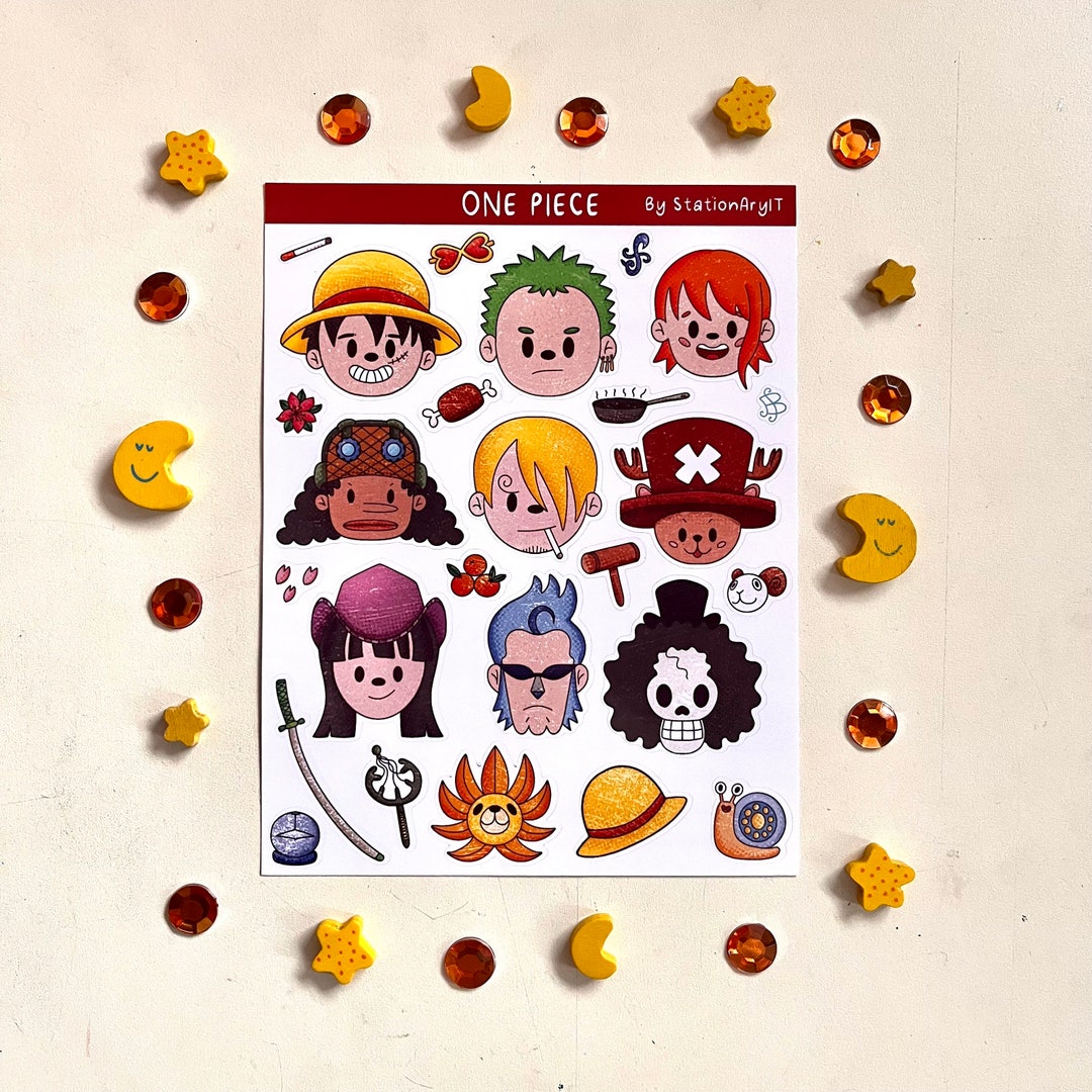 One Piece Characters Stickers Sheet, Cute Stickers, One Piece Sticker ...