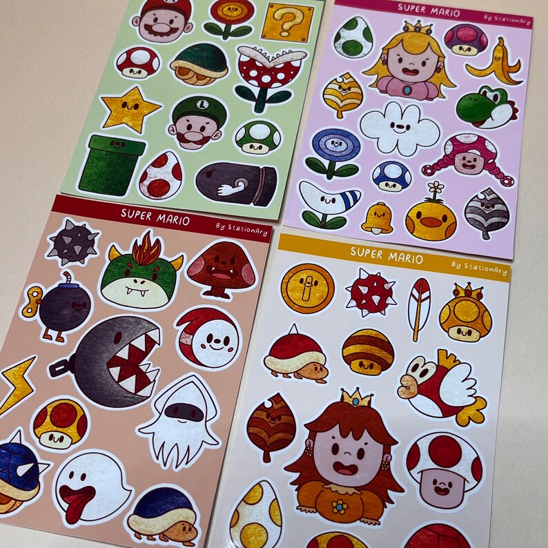 Super Mario Stickers Sheets, Nintendo Switch, Stickers for Planners and ...