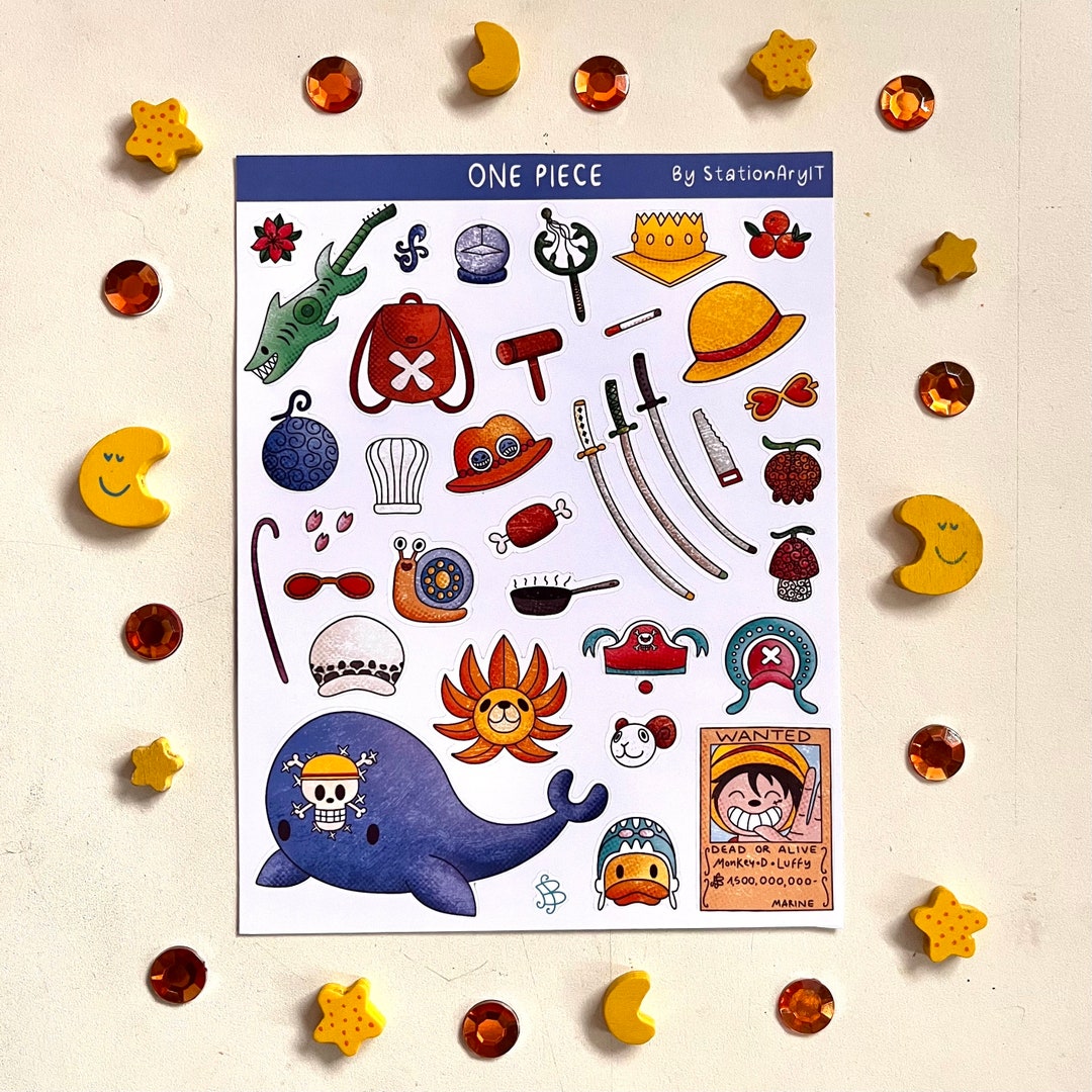 One Piece Stickers Sheet, Cute Stickers, One Piece Sticker Sheet ...