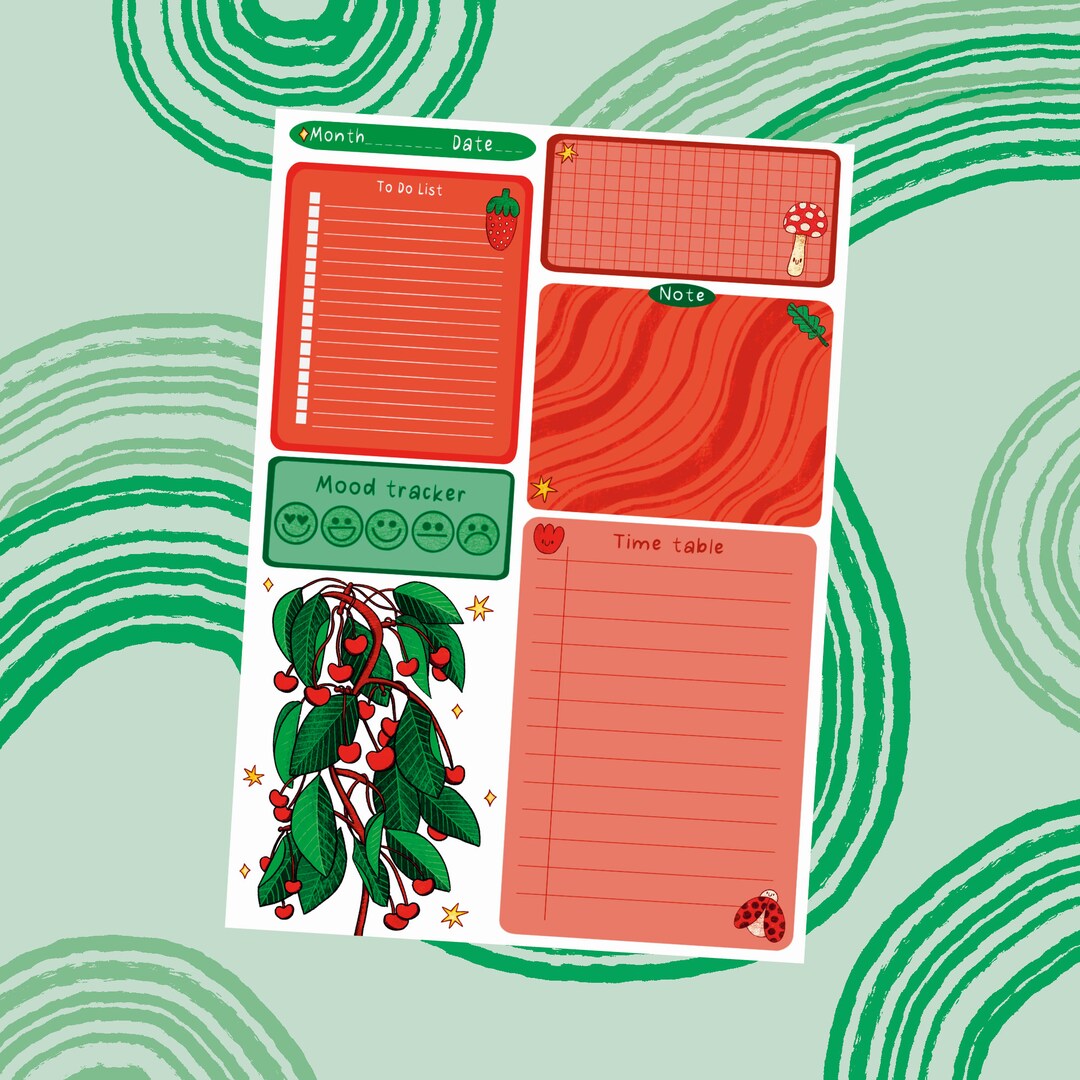 Cherries Daily Planner, Time Table, Notes, Daily Task, to Do List, Mood ...