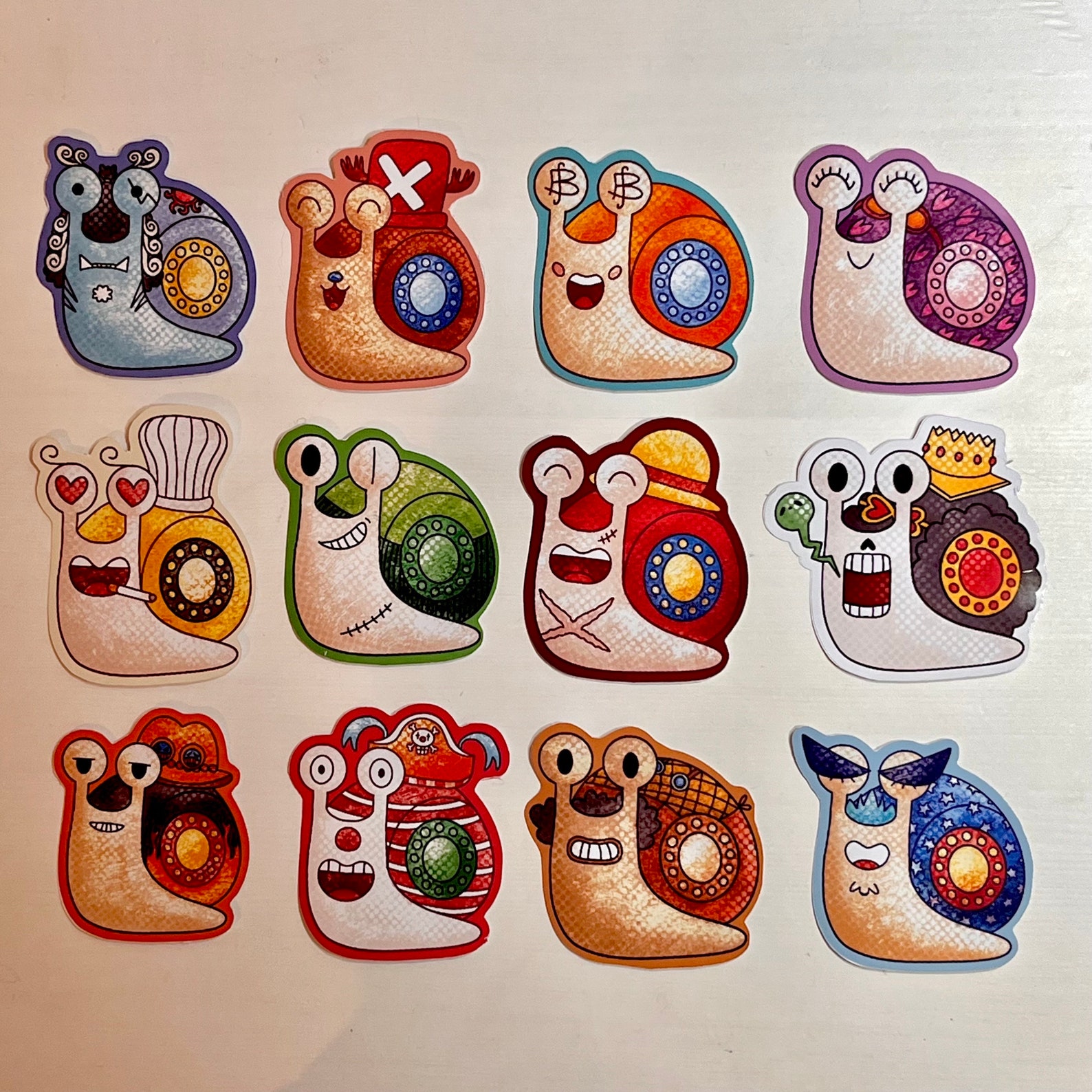 Snails One Piece Set Stickers, Cute Stickers, Set of 12 Stickers of One ...