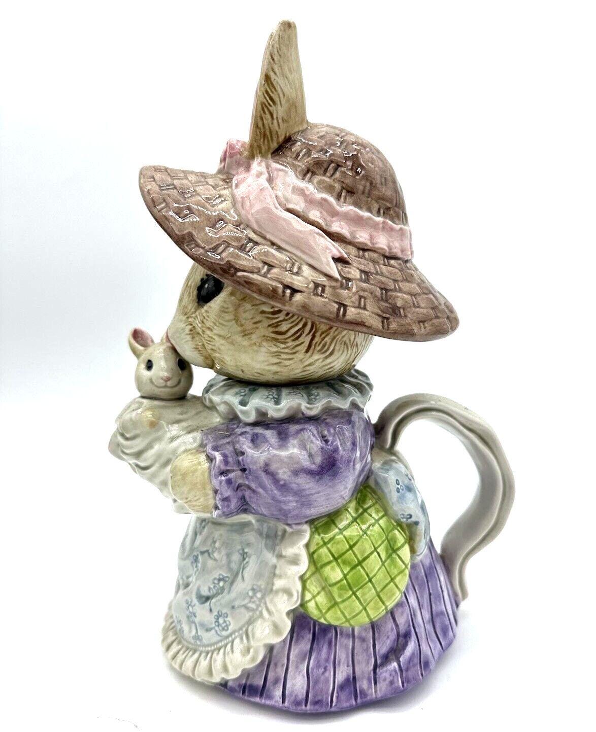 Fitz and Floyd Bunny Teapot OCI Omnibus 420Z Easter Bonnet Pastel ...