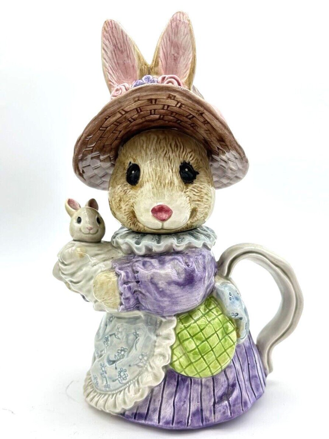 Fitz and Floyd Bunny Teapot OCI Omnibus 420Z Easter Bonnet Pastel ...