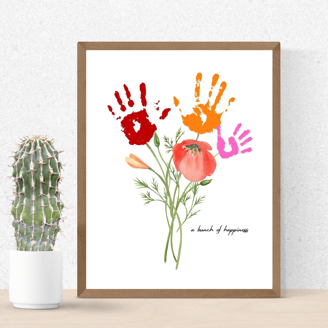 Handprint Flower Art: Personalized Kid's Gift for Mom (digital Download ...