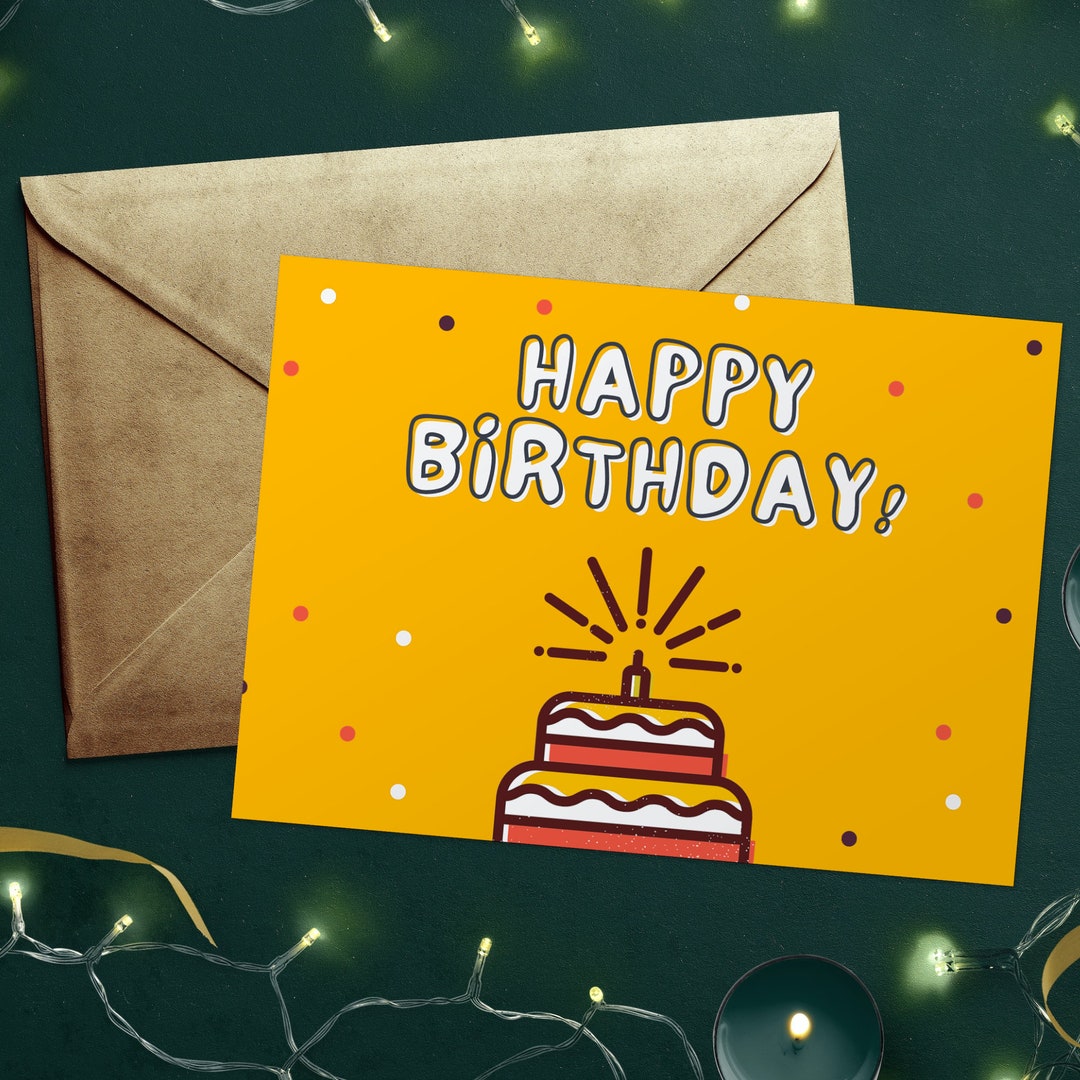 Happy Birthday Digital Card | Yellow Card - Etsy