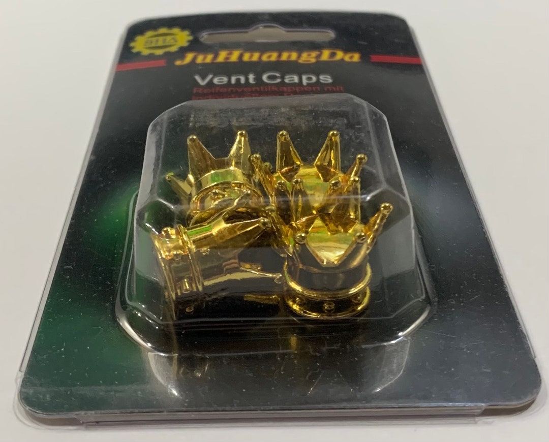 Set of 4 Gold Crown Valve Stem Covers - Etsy