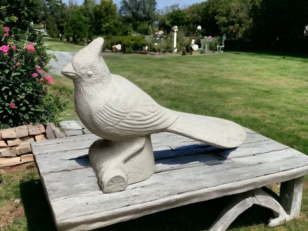 Cardinal on Base Sculpture Cardinal Bird Figure Garden Backyard or ...