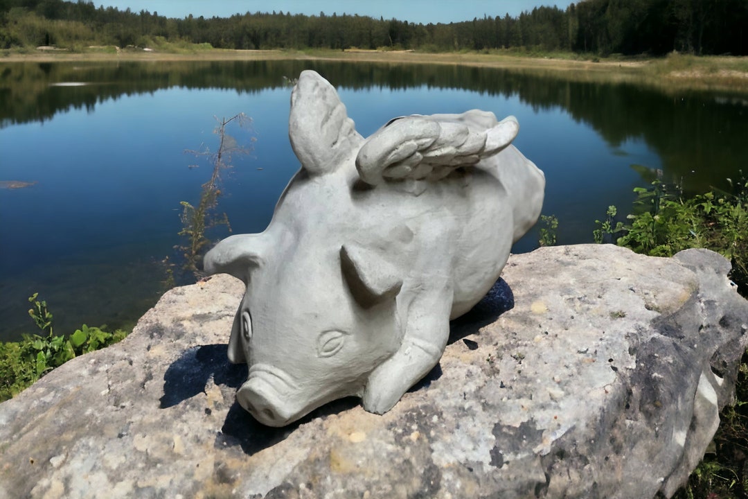 When Pigs Fly Sculpture Concrete Sleeping Pig Figure Detailed - Etsy