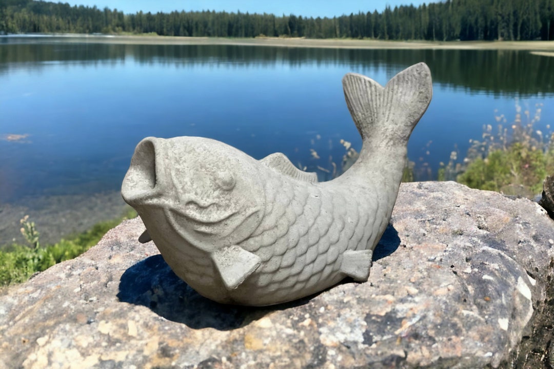Laying Koi Fish Statue Resting Koi Fish Figurine Massive Fish Sculpture ...