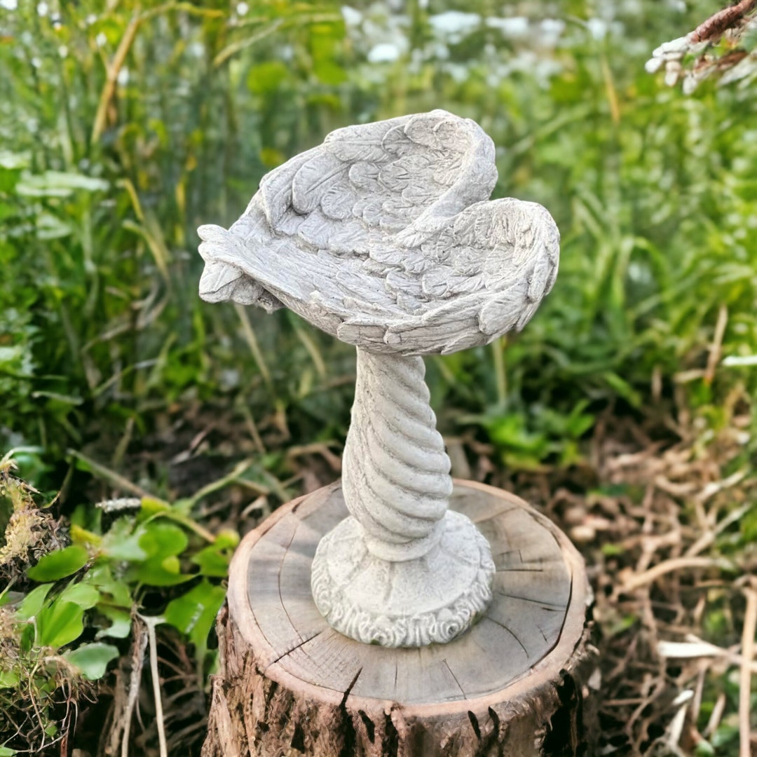 Angel Wings Bird Bath Concrete Birds Drinker Figure Detailed - Etsy