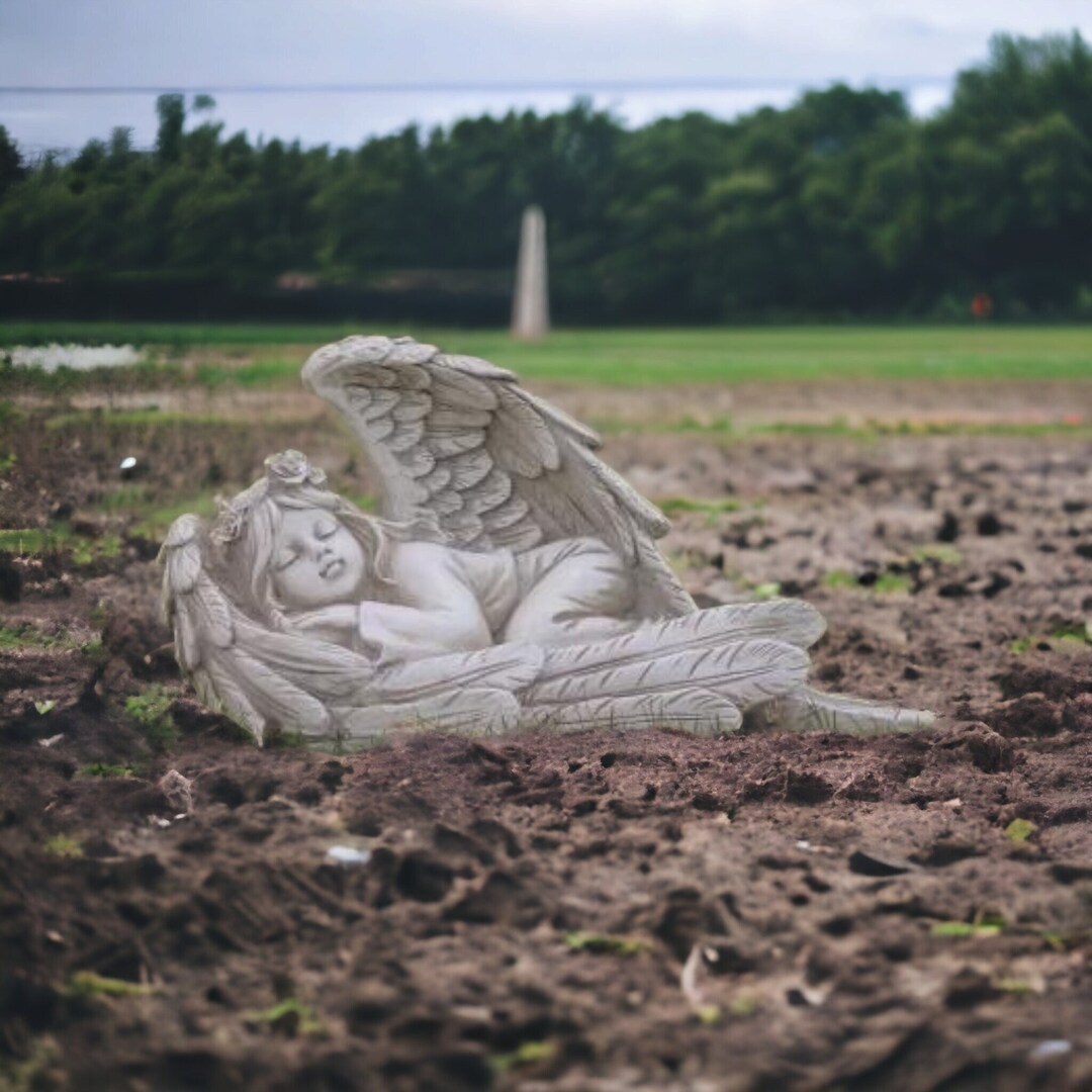 Concrete Angel Statue Laying Angel Girl Figurine Sleeping - Etsy