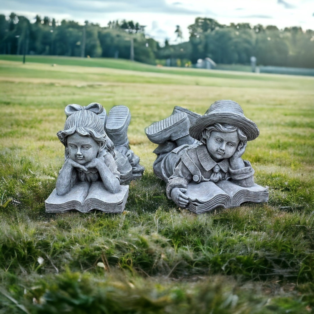 Massive Reading Kids Statue for Yard Concrete Resting Boy and - Etsy