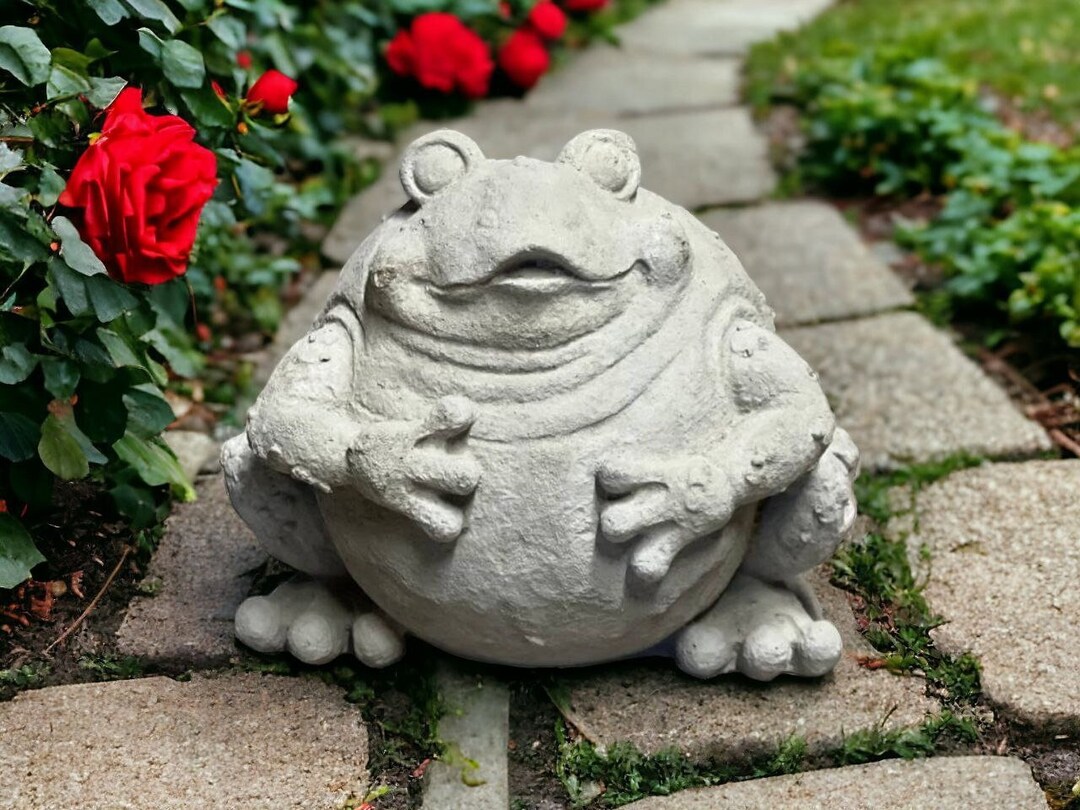 Fat Frog With Warts Statue Concrete Sitting Frog Figurine - Etsy