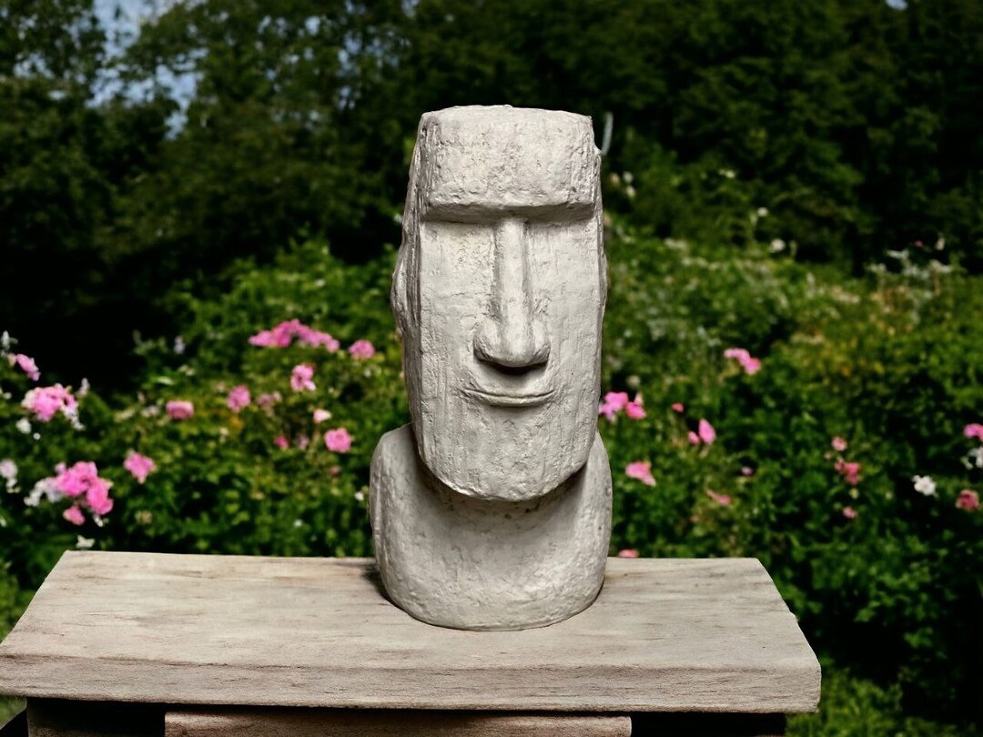 Massive Moai Head Statue Realistic Moai Head Figurine Large Easter ...
