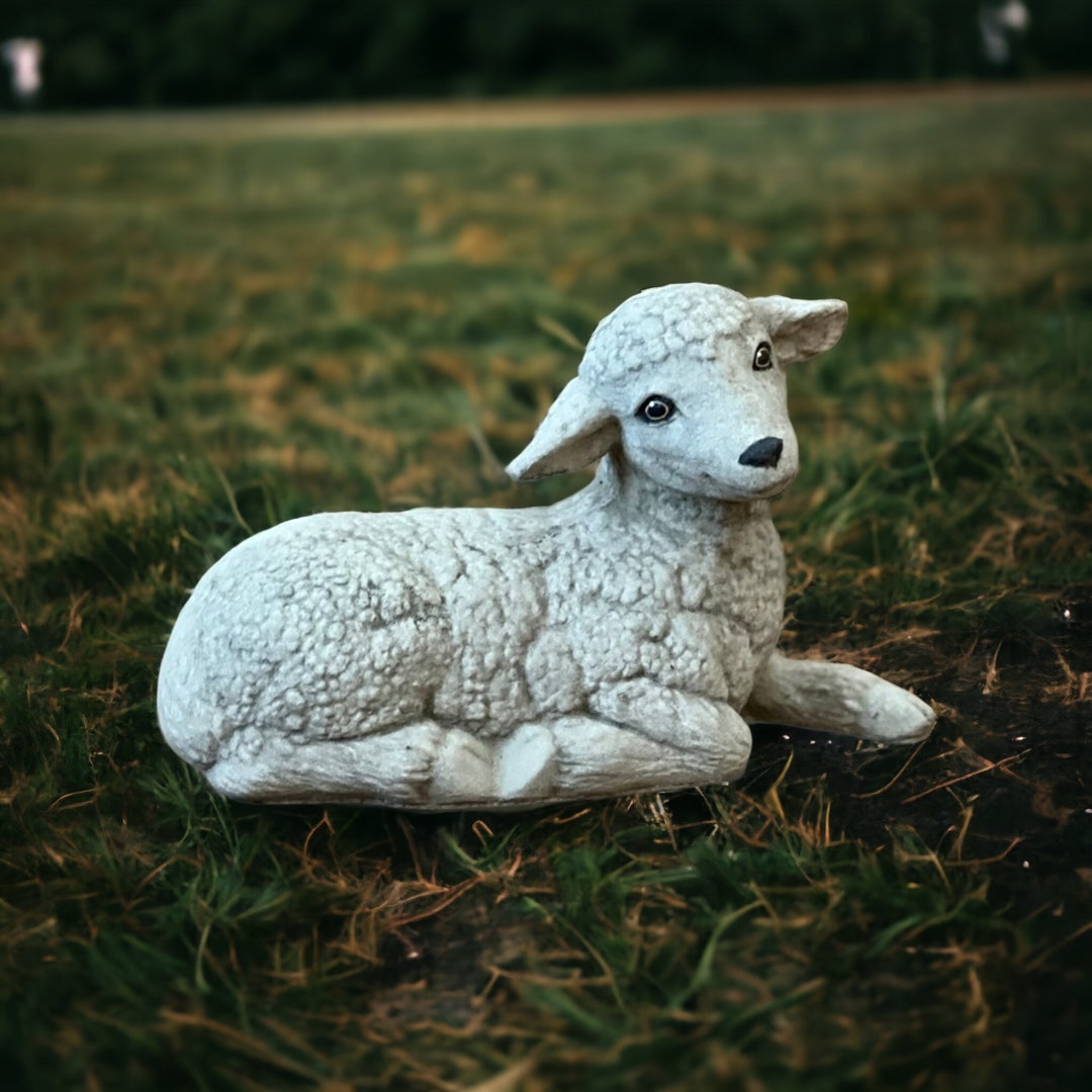 Laying Lamb Statue Laying Sheep Figurine Farm Animal Sculpture - Etsy
