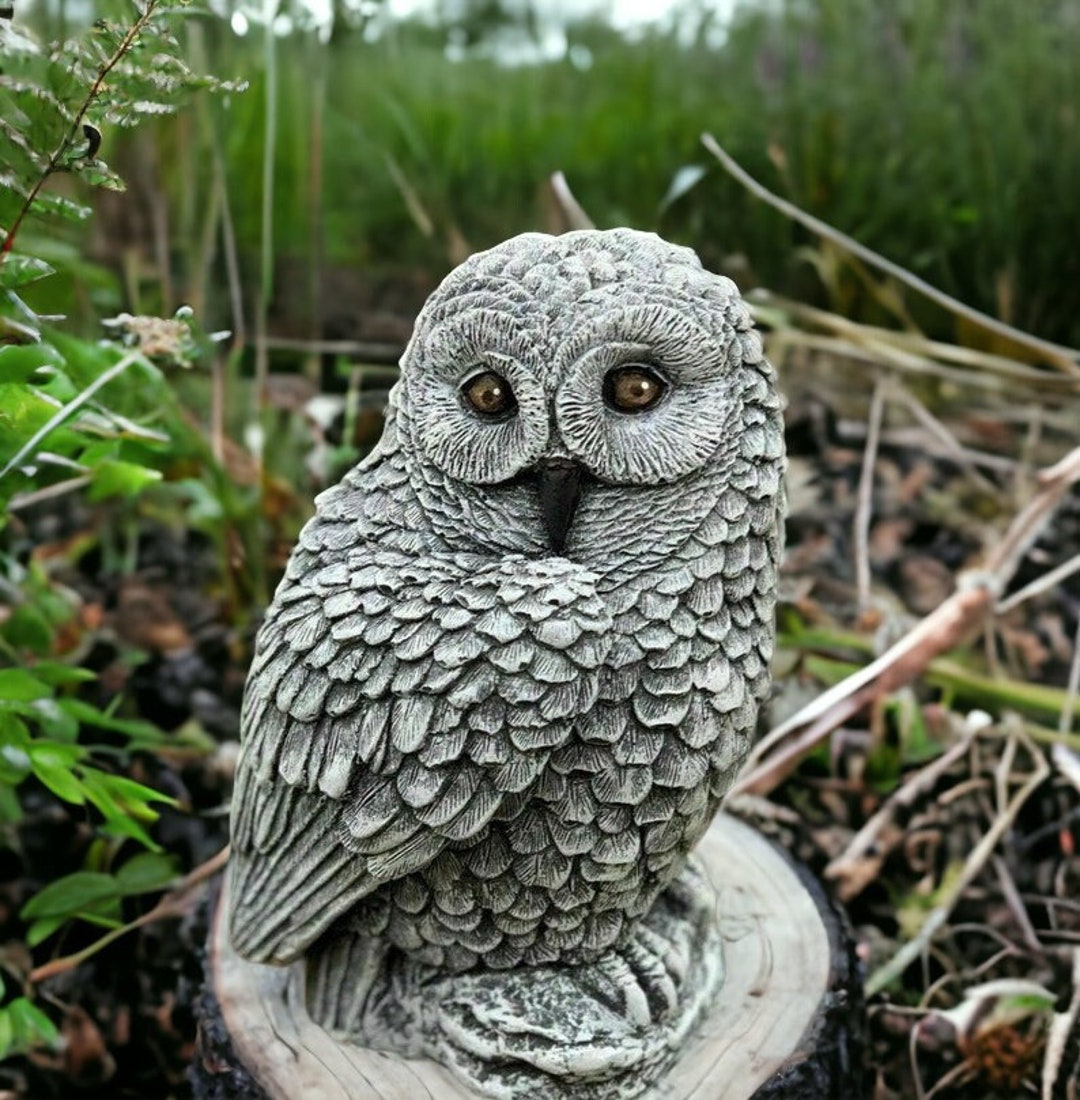 Standing Wild Owl Statue Realistic Night Owl Sculpture Concrete Bird ...