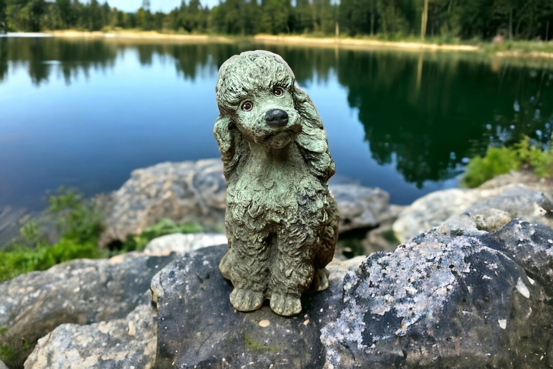 Curious Poodle Dog Figure Sitting Poodle Puppy Figurine - Etsy