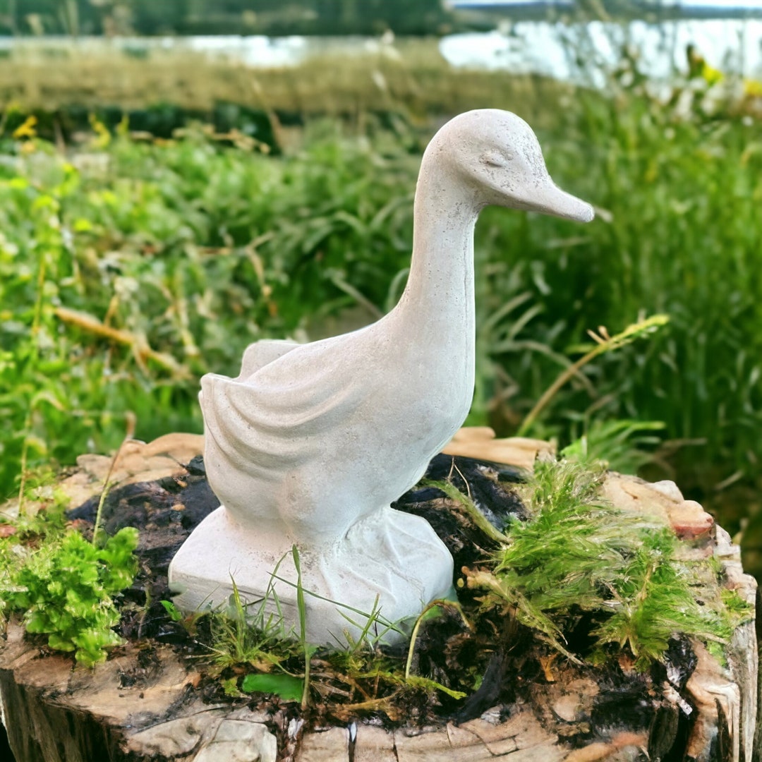 Concrete Gosling Statue for Garden Standing Gander Figurine Handmade ...