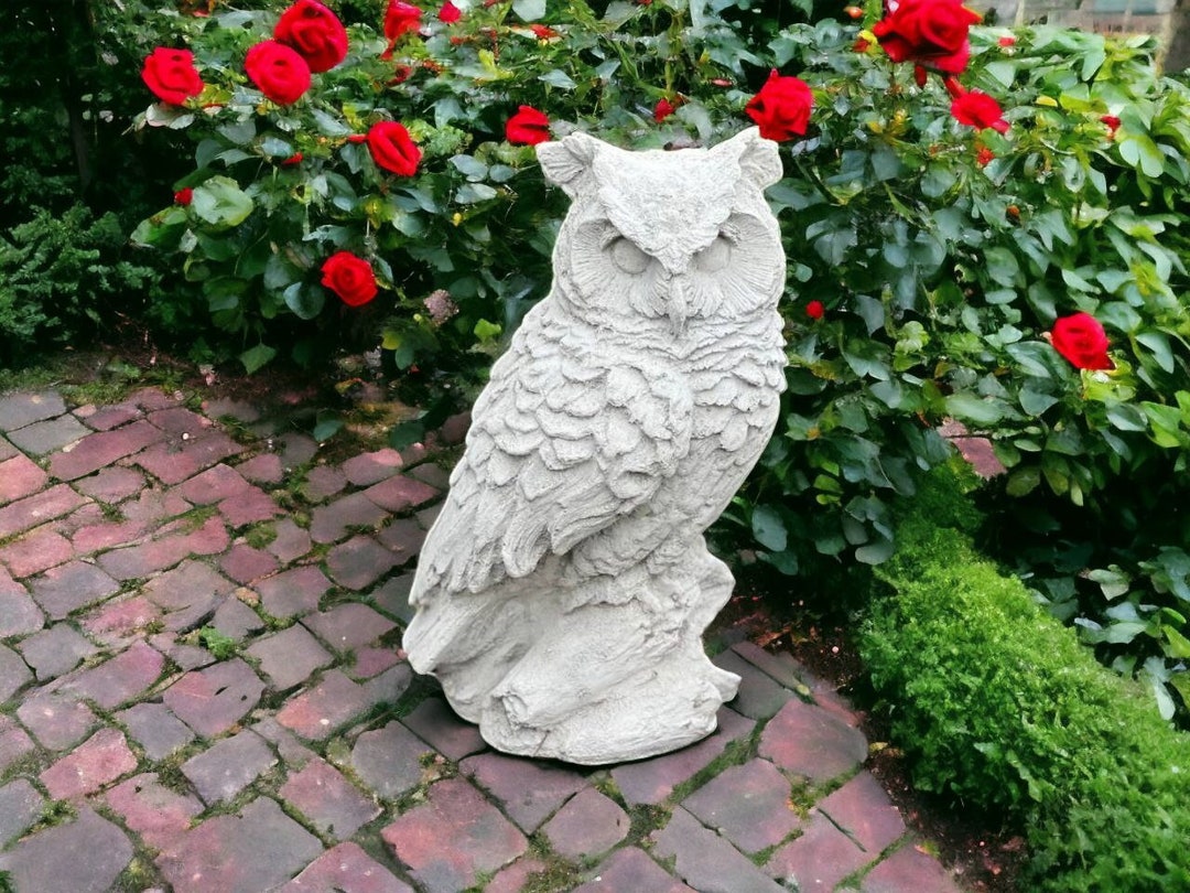 Concrete Owl on Basement Statue Detailed Night Owl Sculpture - Etsy