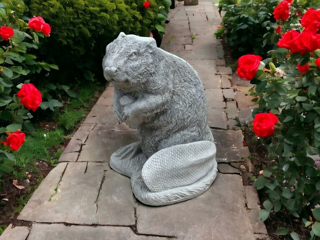 Sitting Beaver Statue Concrete Water Beaver Sculpture Handmade - Etsy