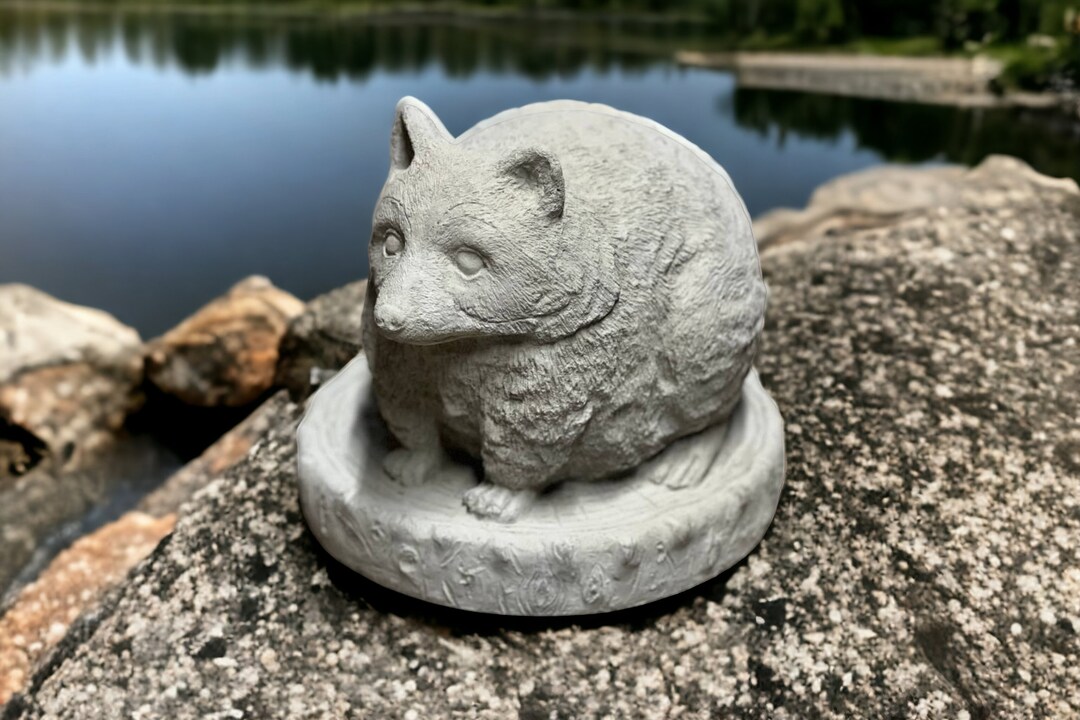Small Raccoon Concrete Statue Detailed Forest Raccoon Garden - Etsy