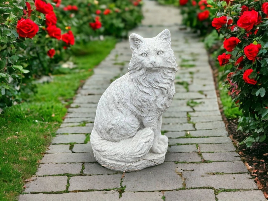 Sitting Cat Figure Massive Kitten Statue Concrete Handmade Cat - Etsy