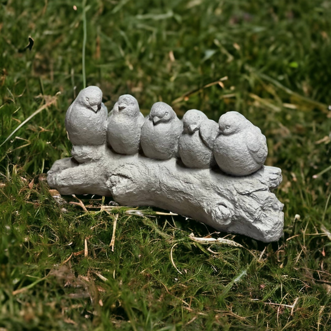 Realistic Birds on Tree Statue Five Birds on Branch Sculpture Handmade ...