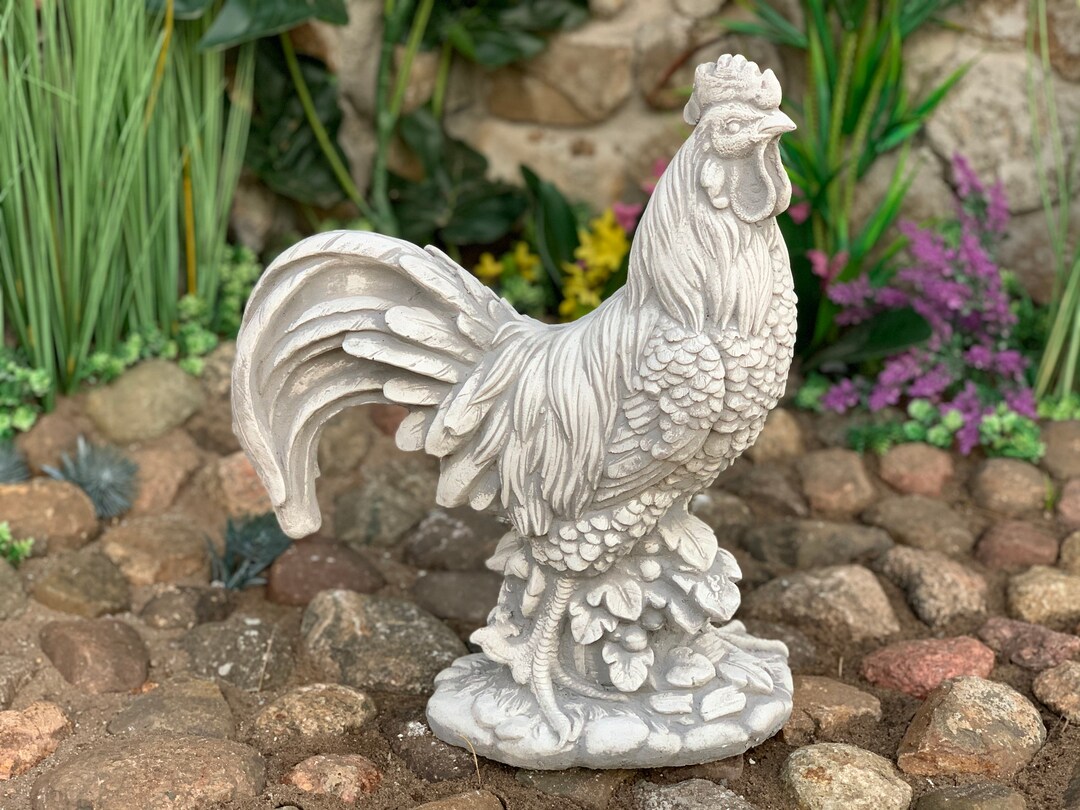 Standing Detailed Rooster Statue Concrete Massive Rooster Figure ...