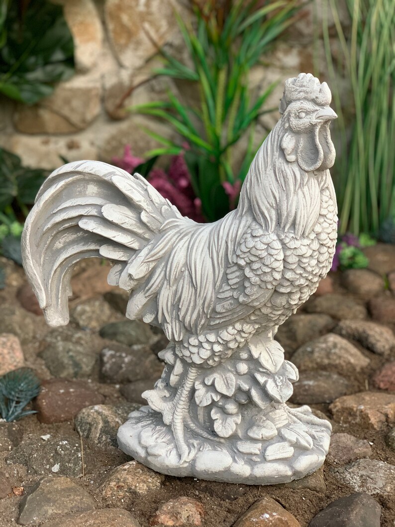 Standing Detailed Rooster Statue Concrete Massive Rooster - Etsy
