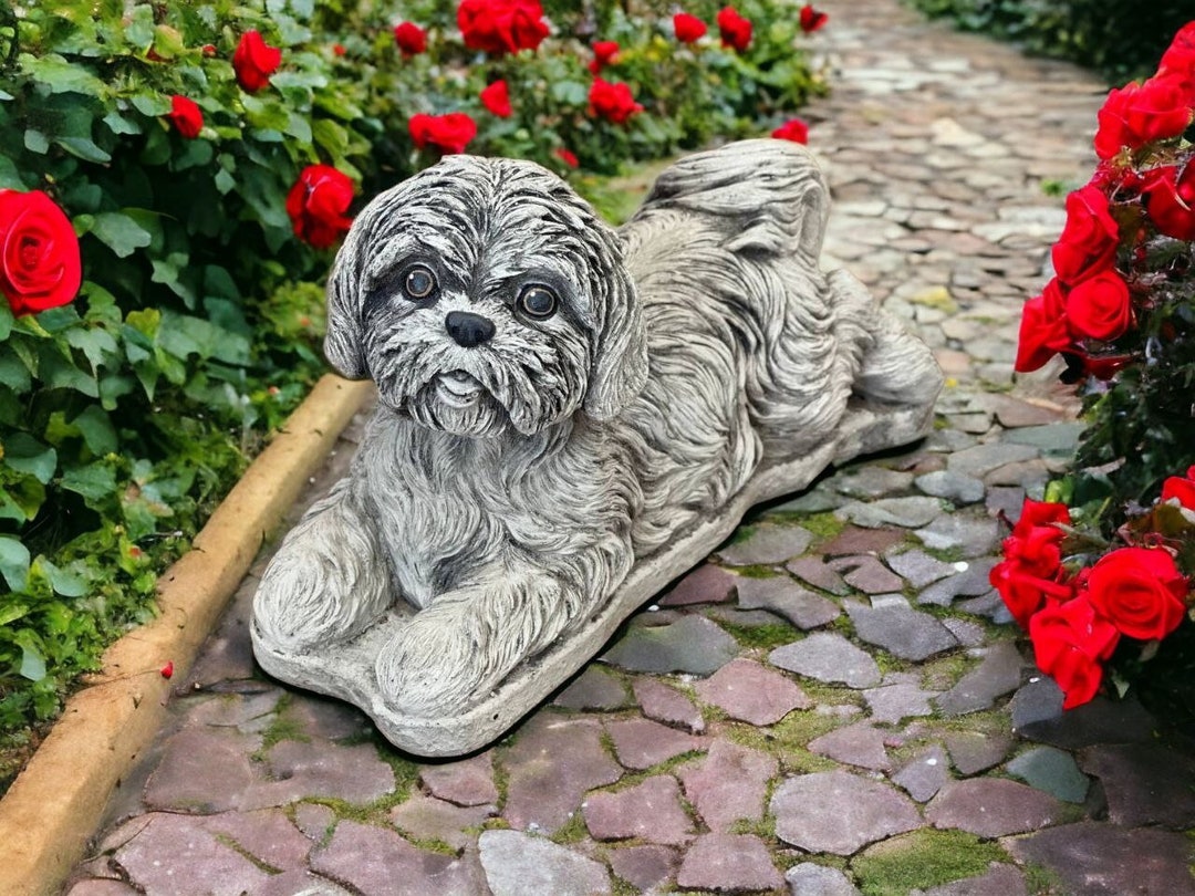Laying Shih Tzu Puppy Statue Concrete Shih Tzu Puppy Figurine - Etsy