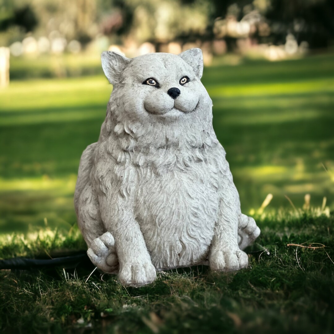 Detailed Fat Cat Sculpture Creative Pet Figure for Garden Sitting Cat ...