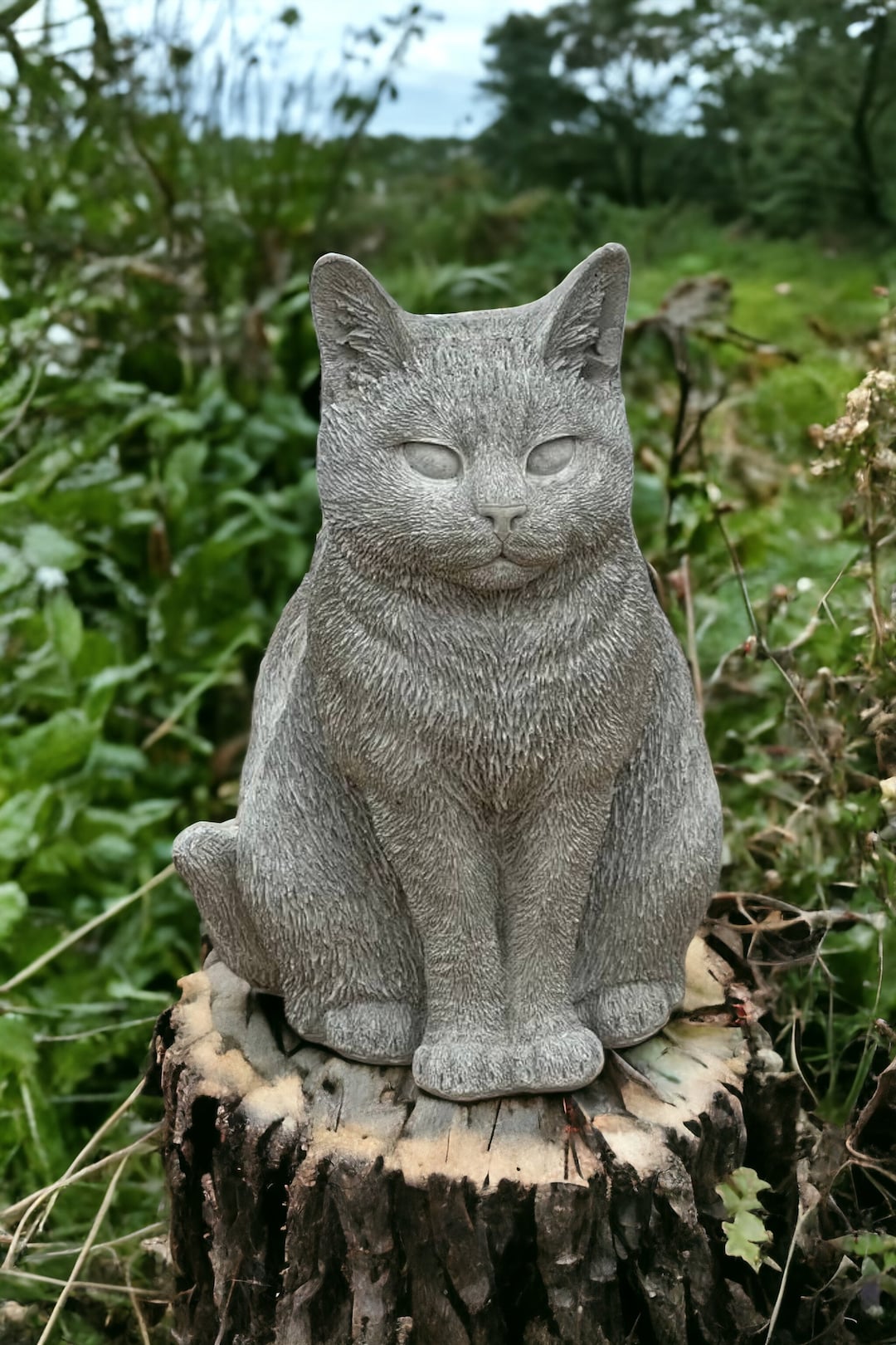 Sitting Cat Statue Concrete Cat Memorial Figure Garden Backyard or ...