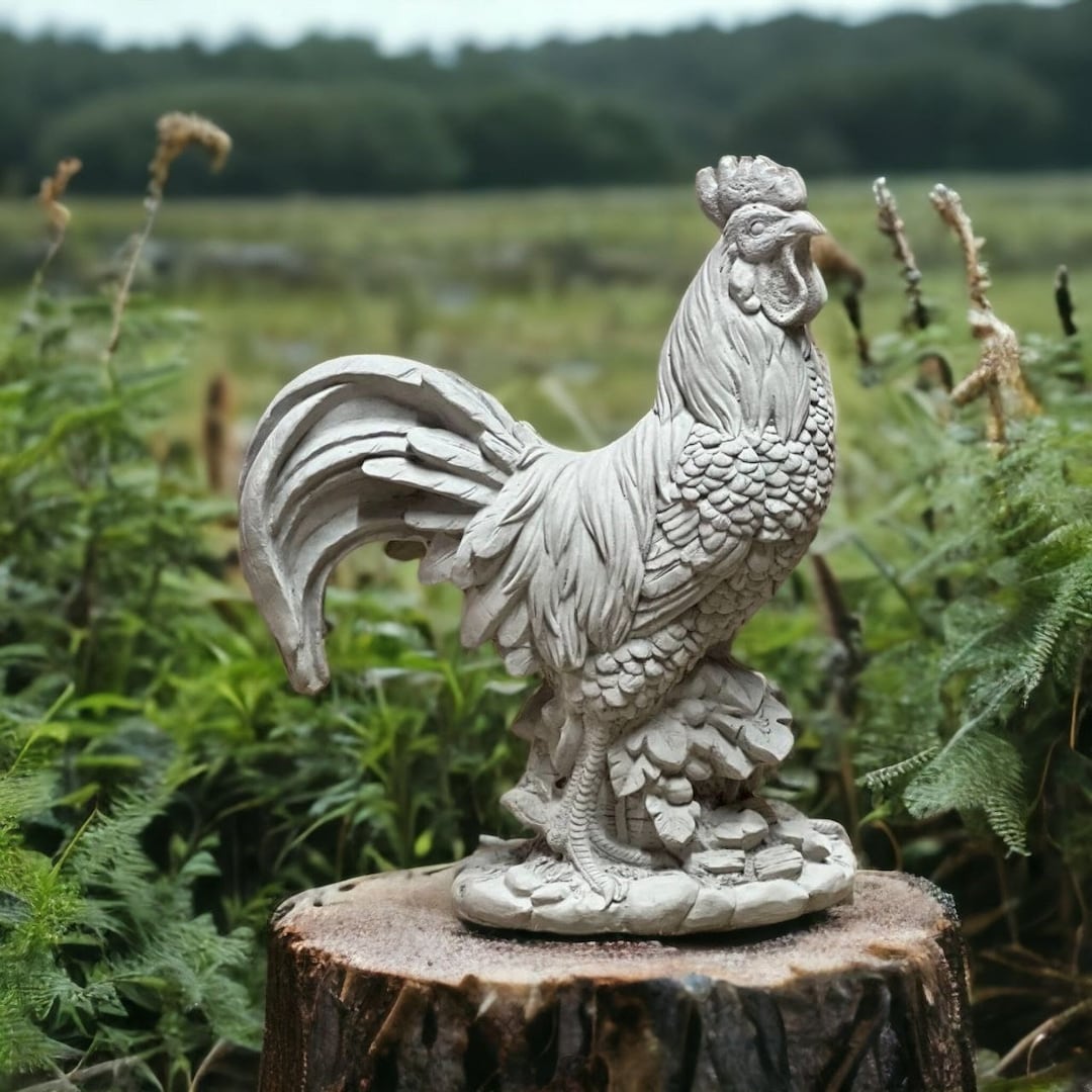 Concrete Rooster Statue Standing Rooster Figure Outdoor Farm Chicken ...