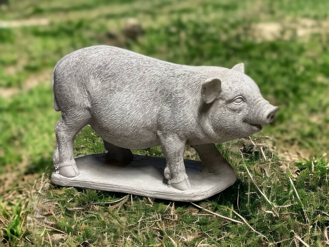 Massive Pig on Base Sculpture Large Piglet Figure Standing Potbelly on ...