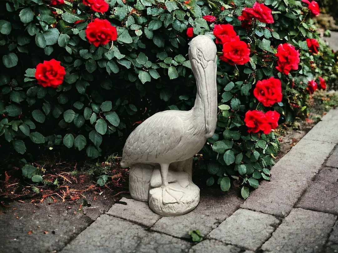 Massive Pelican Bird Statue Concrete Standing Pelican on Post Figurine ...